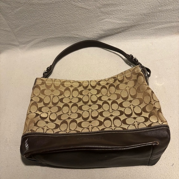 Coach | Bags | Coach Signature Brown Bucket Canvas Leather Shoulder ...